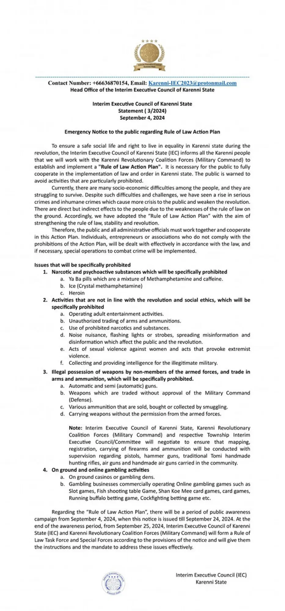 Emergency Public Announcement Regarding the Rule of Law Action Plan ...